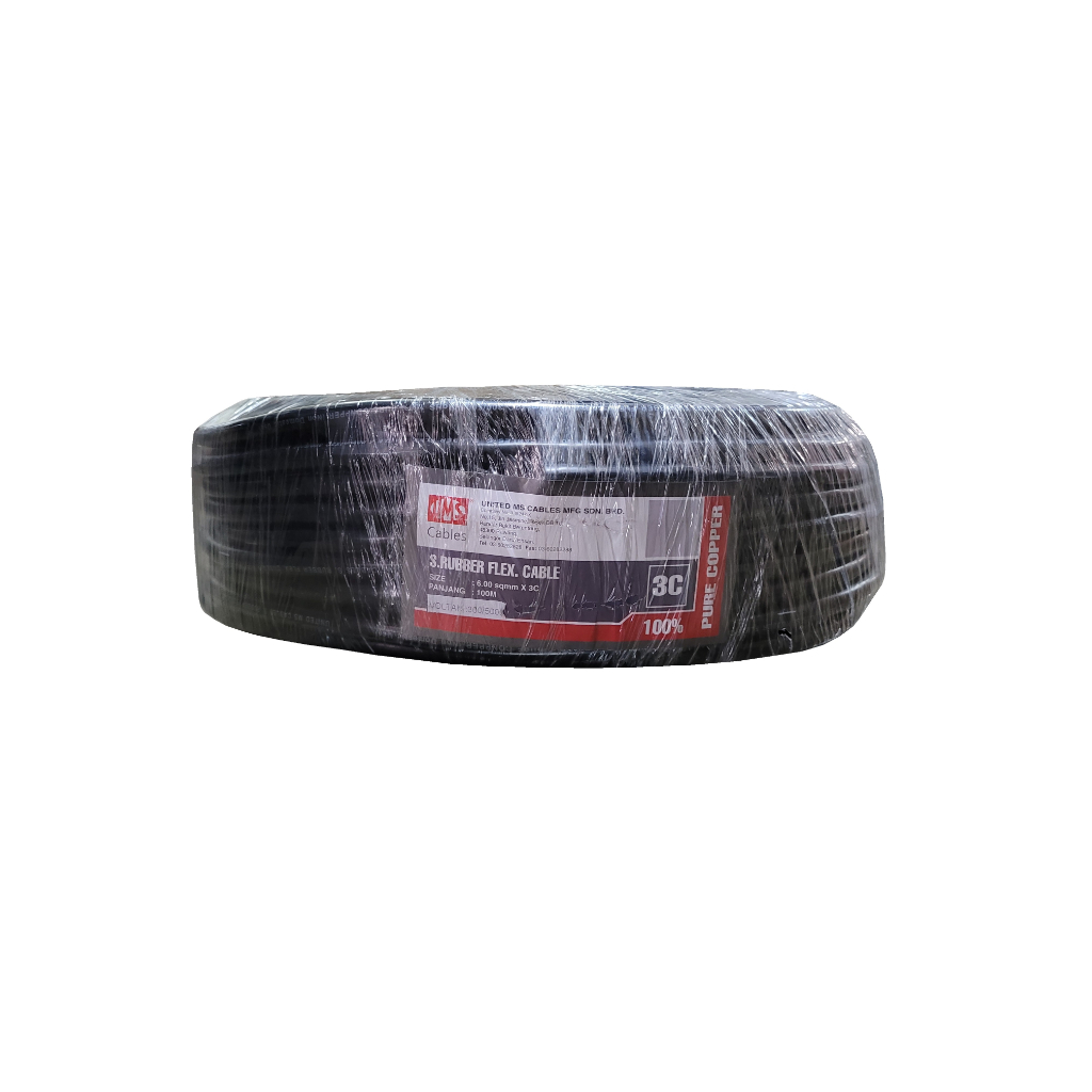 UMS 6mm² x 3Core (TRS) Soft Rubber Flexible Cable | Shopee Malaysia