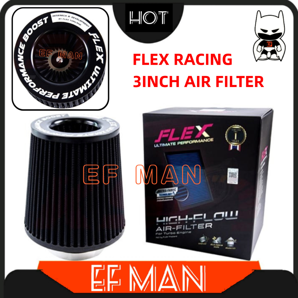 FLEX RACING 3 INCH AIR FILTER UNIVERSAL URETHANE CLOTH BARE PERFORMANCE ...