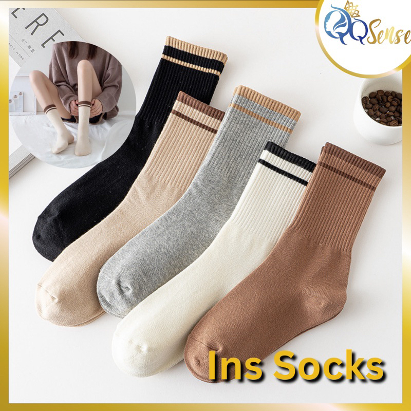 1 Pair Ins Style Plain Sock Crew Socks Women Stocking Stokin Muslimah ...