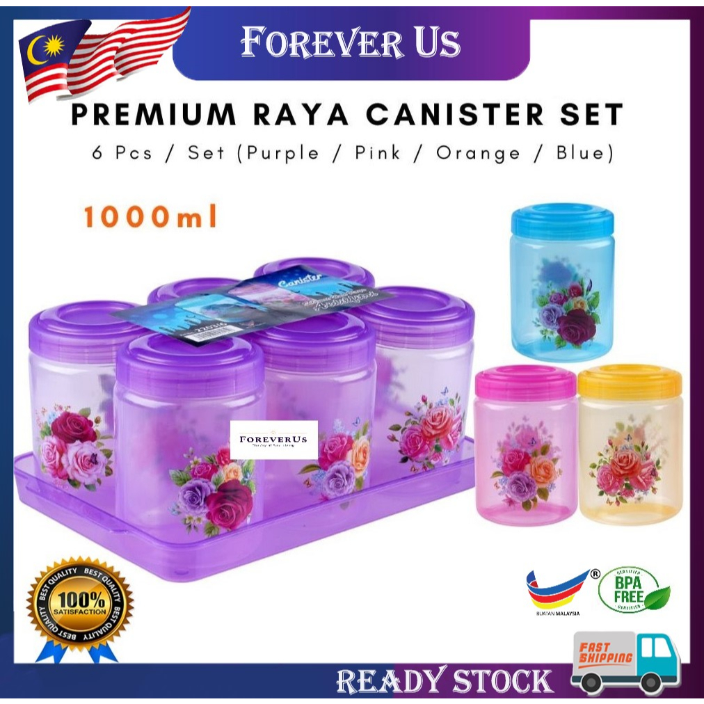 6pcs Container Set + 1pc Serving Plate | Bekas Kuih Raya | Botol Kuih ...