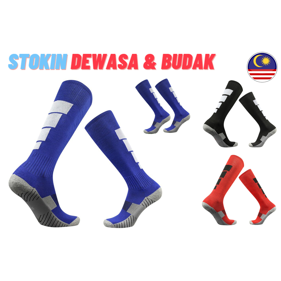 STOKIN BOLA BUDAK DAN DEWASA PANJANG FOOTBALL SOCK STOKIN FUTSAL ...