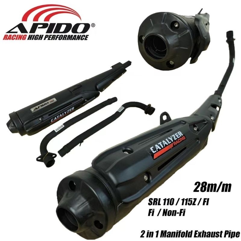 EXHAUST APIDO/NLK LAGENDA SRL110 SRL115Z Fi 2 in 1 miniful manifold Set ...