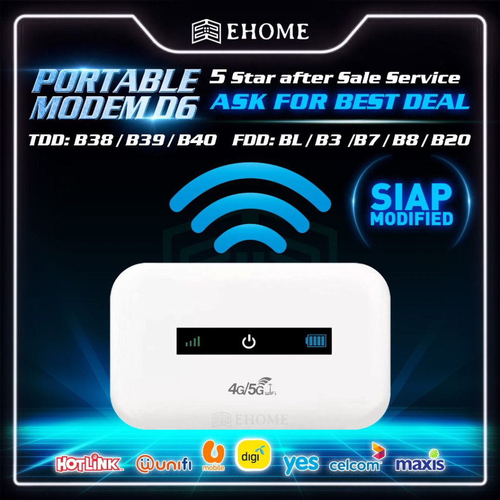 (READY STOCK)Pocket Portable Modem D6 WiFi 4G LTE Modified Unlimited ...
