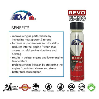 KM+ Revo Nano Advanced Engine Treatment & Friction Reducer (120ml) Easy ...