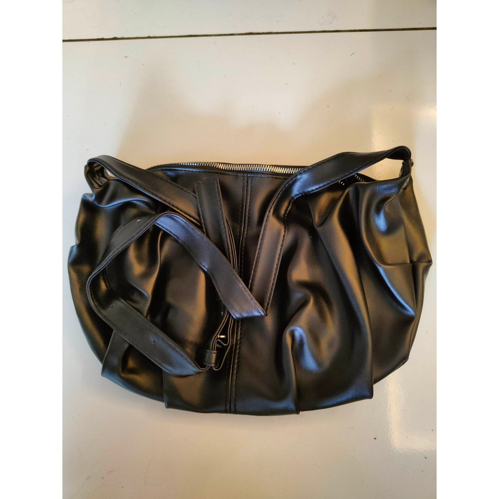 Men Shoulder Sling Crossbody Leather Dumpling Bag Black | Shopee Malaysia