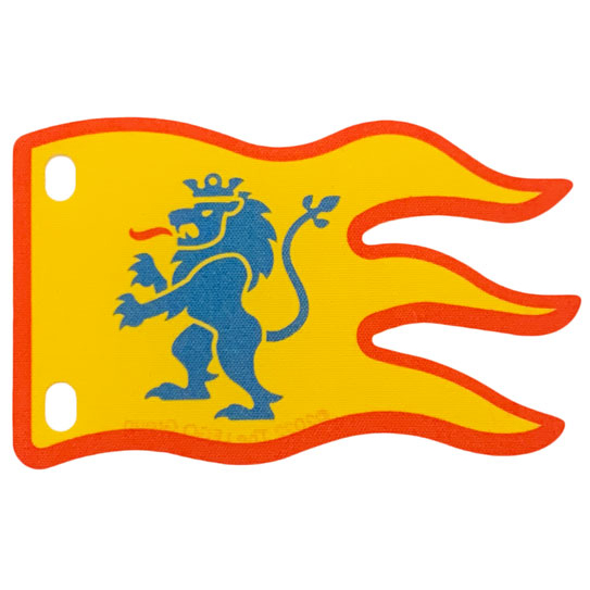 LEGO Cloth Flag 8 x 5 with 2 Holes, Wave with Red Border and Blue Lion ...