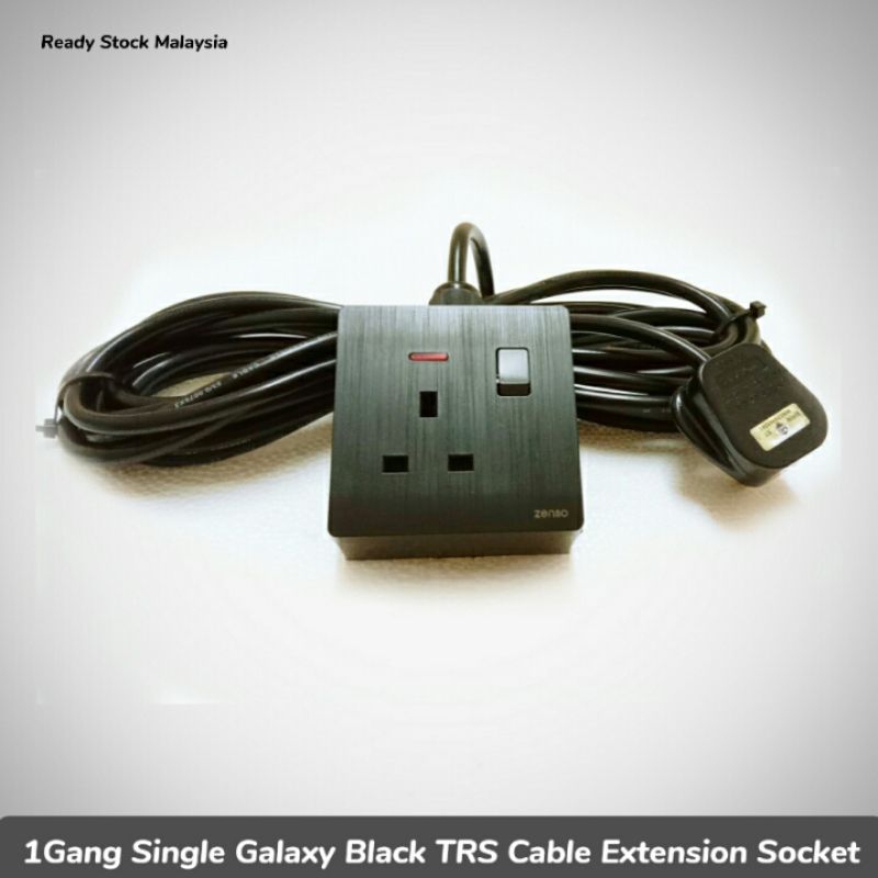 Heavy Duty 1/2/3/4/5 Gang TRS Black Cable Extension Wire Plug Trailing ...