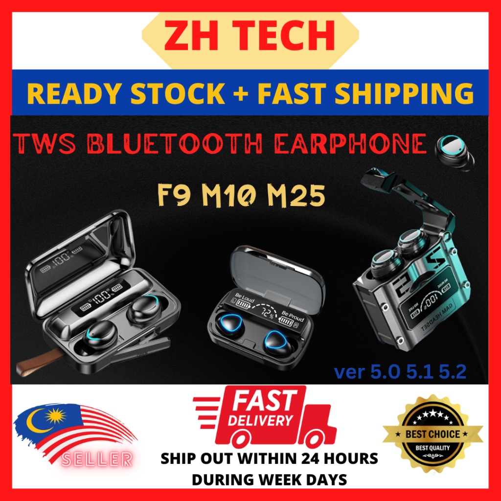 TWS Bluetooth Earphone Game M10 Headphone Gaming M25 Wireless LED ...