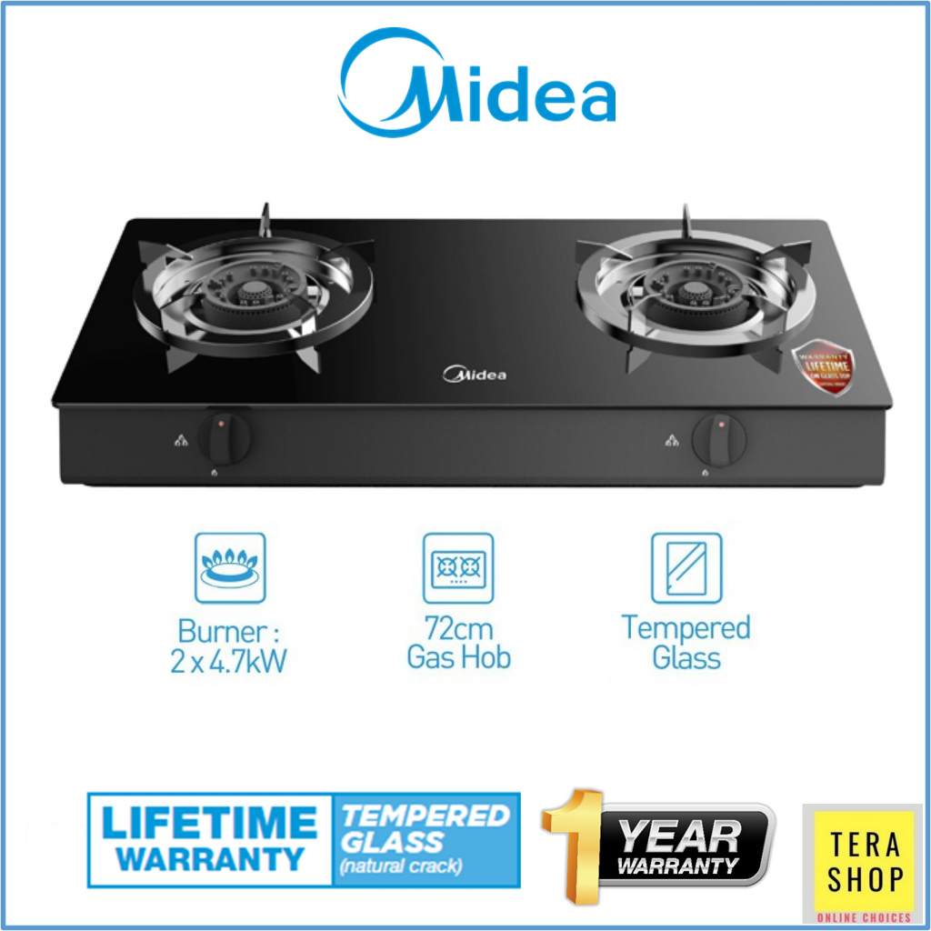 Midea MGS-T211G Glass Stove 4.7kW x 2 Burner Tabletop Gas Cooker ...