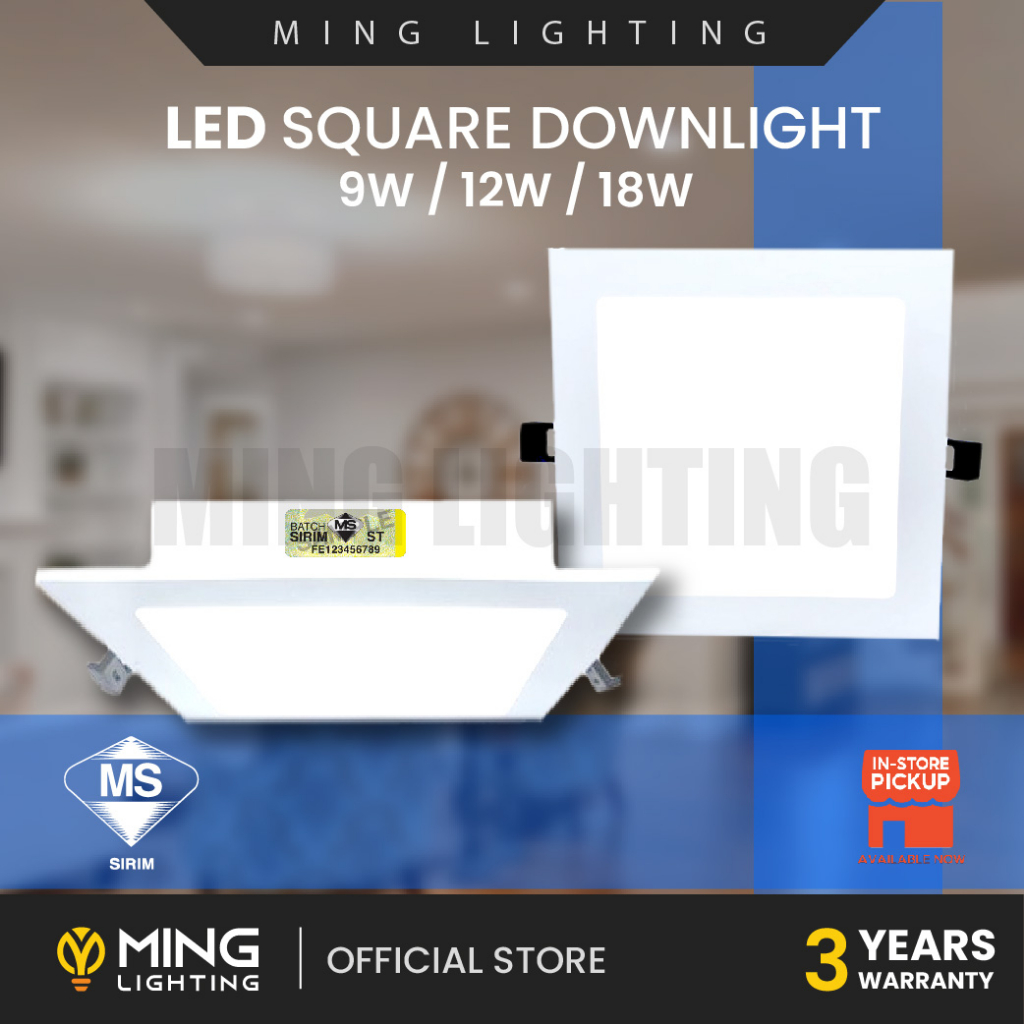 [SIRIM] LED Downlight 12W 18W Square Down Recessed Light Siling Ceiling ...