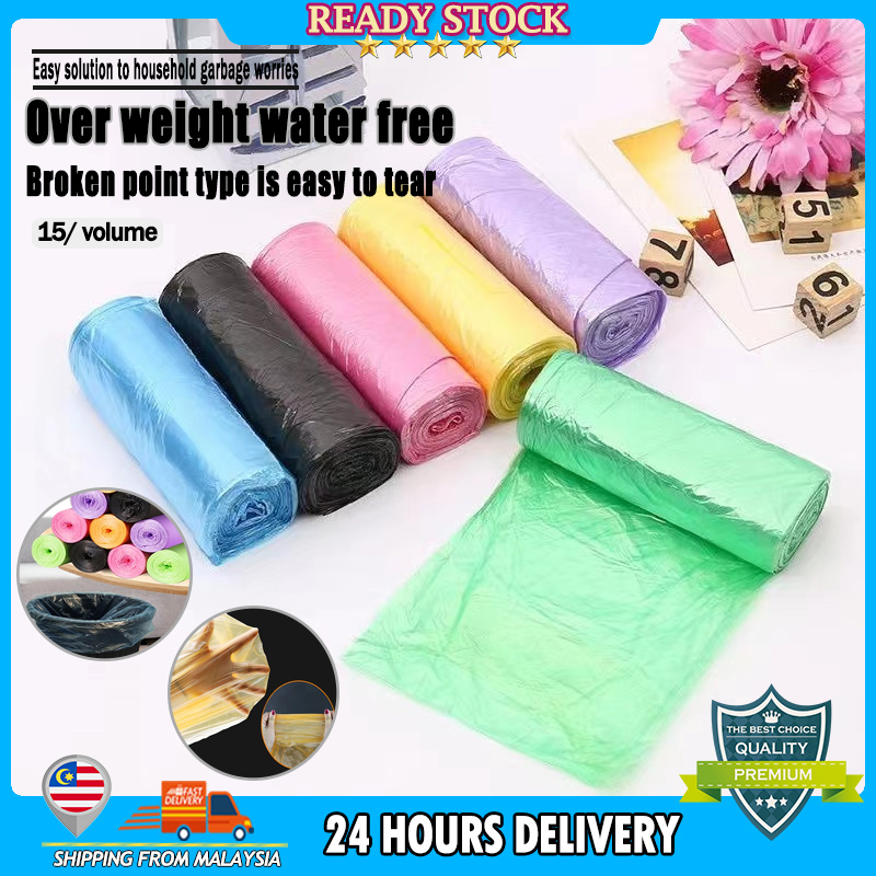15/ roll garbage bag Large roll household disposable plastic bags ...