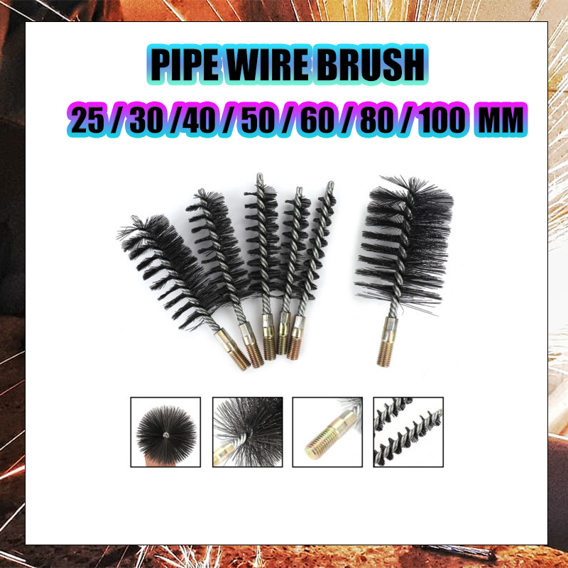 PIPE WIRE BRUSH SCREW INTERFACE 25-100MM / BOILER BRUSH / TUBE BRUSH ...