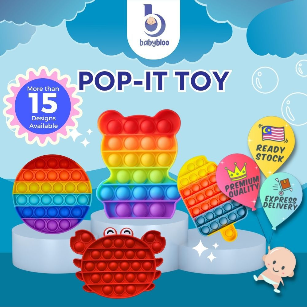 BabyBloo Colorful Pop It Fidget Toy Push Bubble Sensory Stress Relief ...