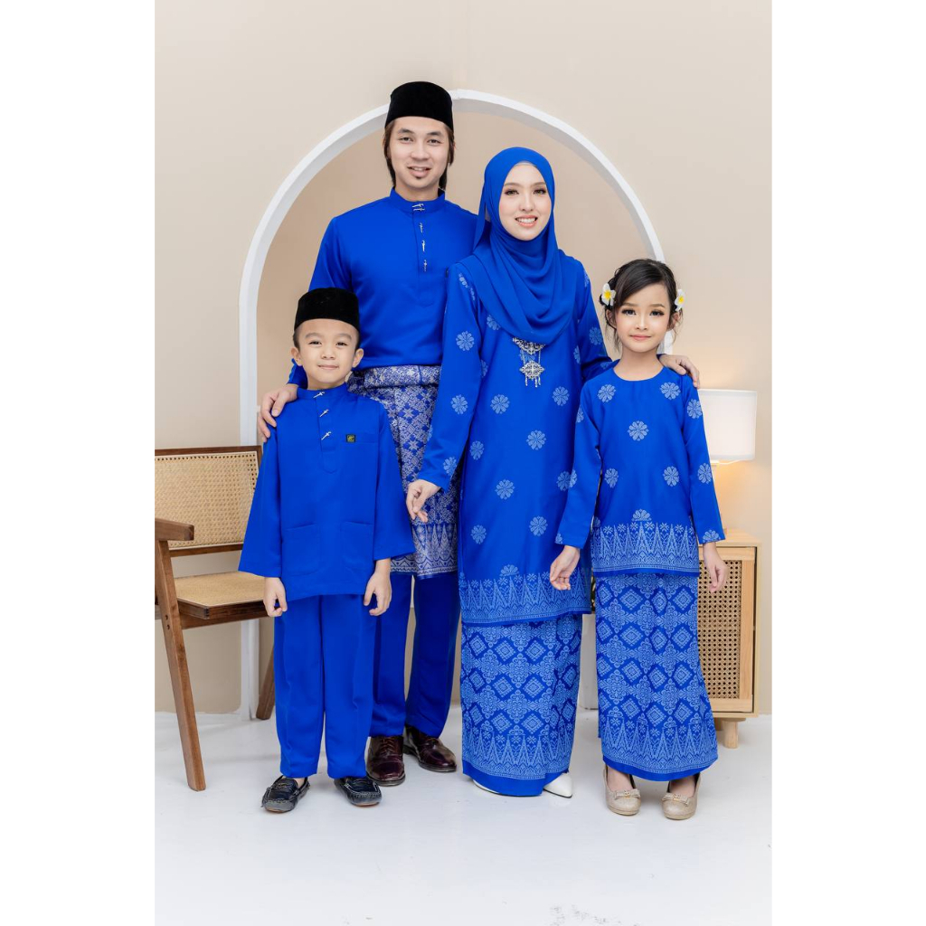 BAJU RAYA MODEN SET FAMILY SONGKET TABUR EXCLUSIVE (ROYAL BLUE ...