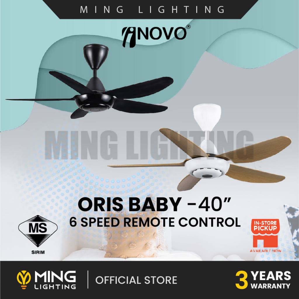 INOVO ORIS BABY Ceiling Fan 5 ABS Blades Remote Control 1020mm AC Motor ...