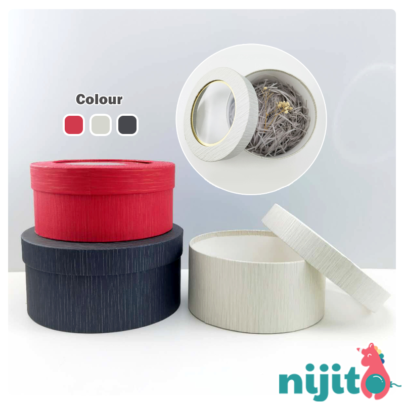 Nijito - Round Shaped Gift Box With PVC Transparent Window Kotak Hadiah ...