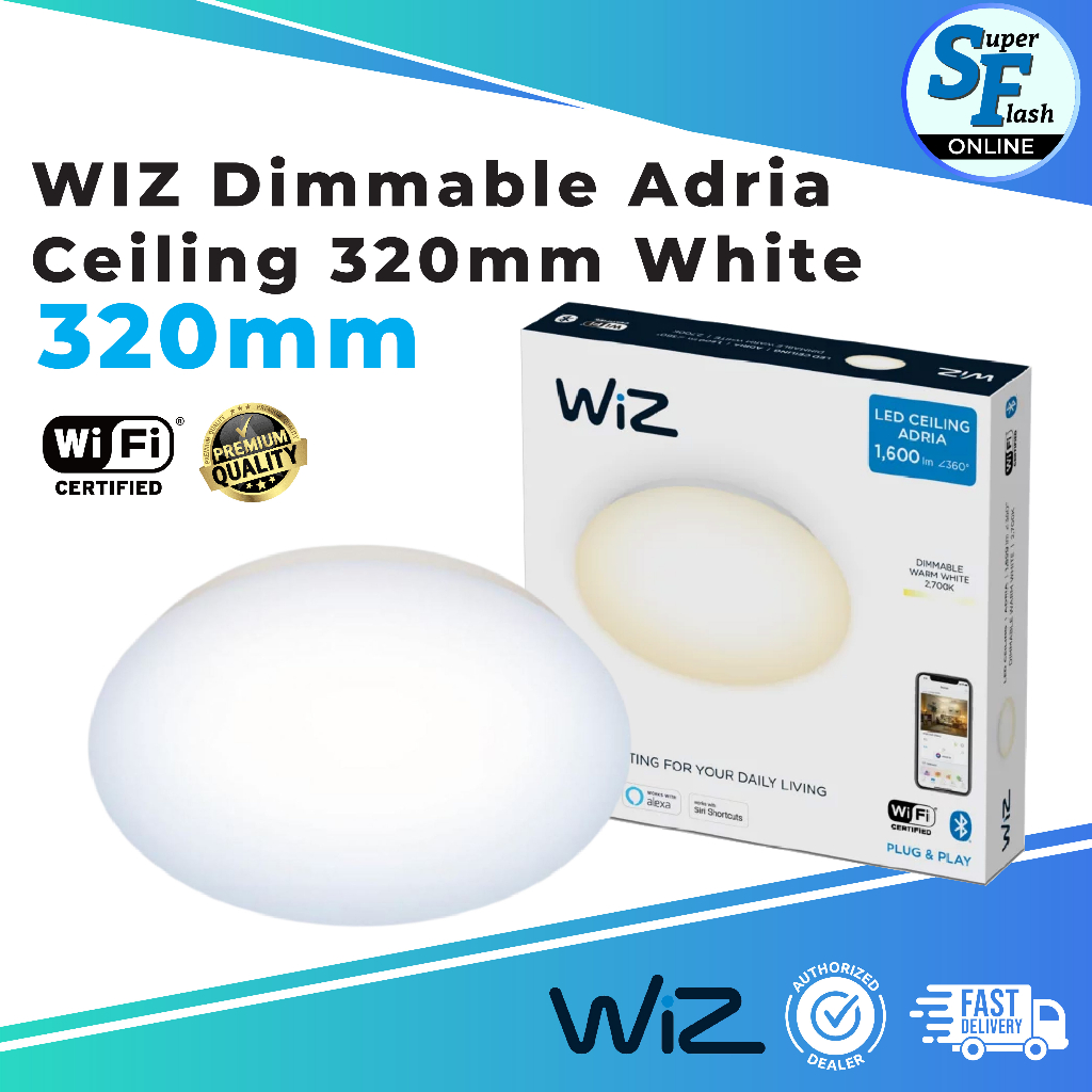 Philips WiZ Smart Adria Ceiling Light 17W Dimmable (6500K) - 320mm ...