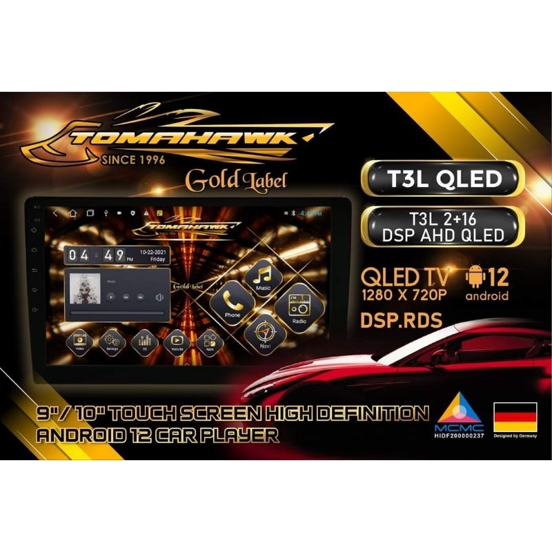Tomahawk Gold Label Series Android Car Player (2GB RAM/16GB ROM/9'10 ...
