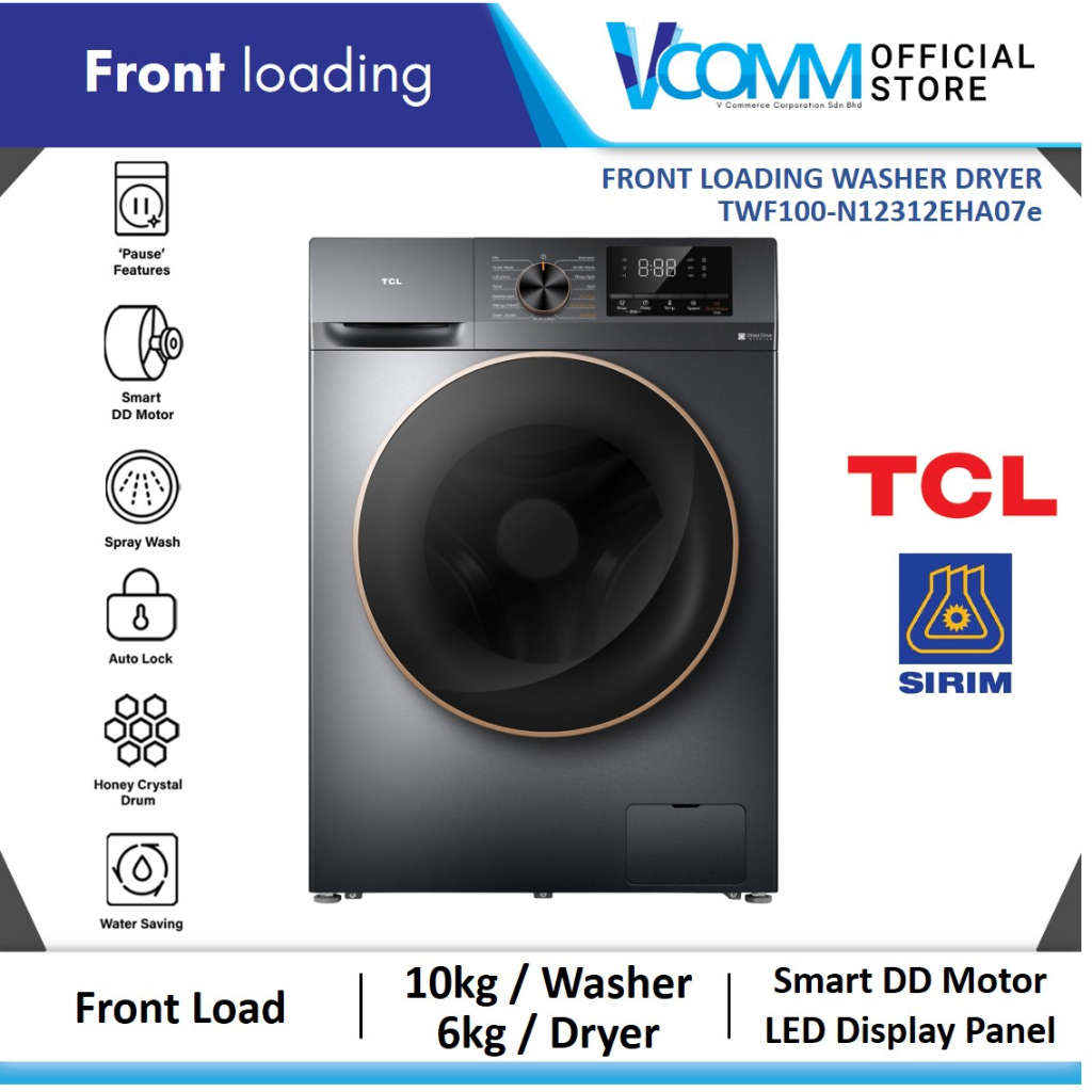 TCL Front Loading Washer Dryer 10kg / 6kg TWF100-N12312EHA07e | Shopee ...
