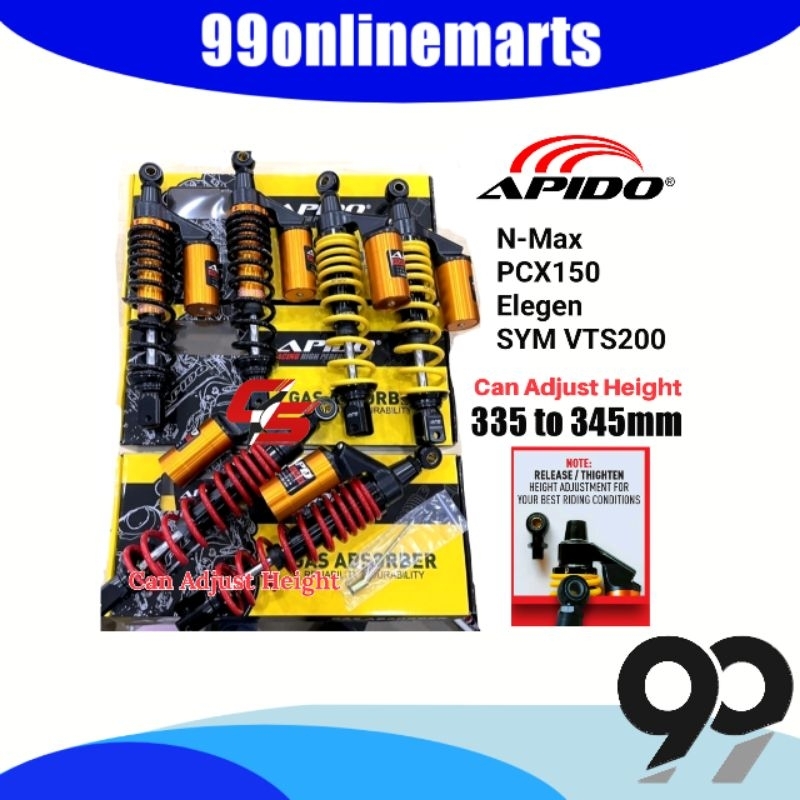 APIDO GAS ABSORBER ADJUSTABLE ( 335mm To 345mm) SCOOTER PCX150 ELEGAN ...