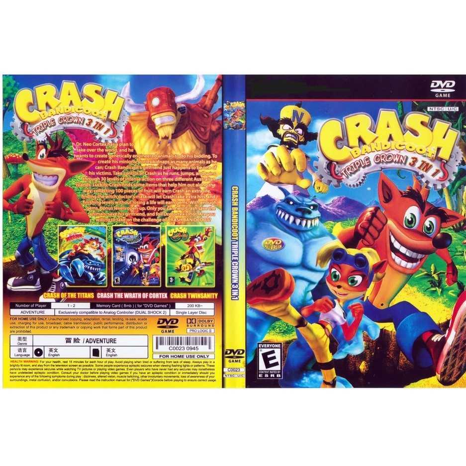 PS2 Game Crash Bandicoot Triple Crown 3in1(GOLD DISC) | Shopee Malaysia
