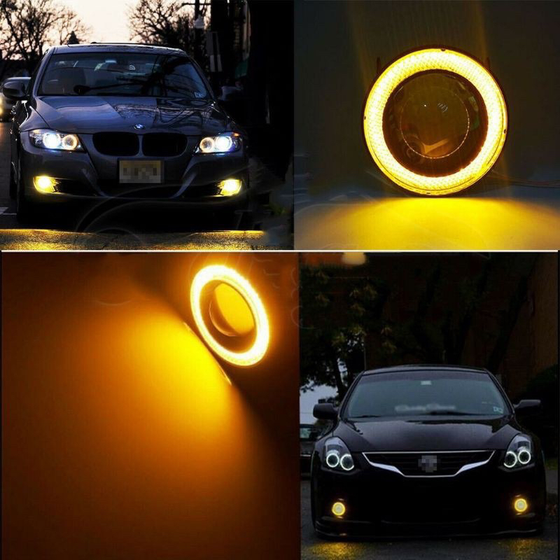 🔥READY STOCK🔥 (2PCS) 3200LM Car COB LED Angel Eyes Fog Light WITH Ring Lens Projector R500 Sport ...