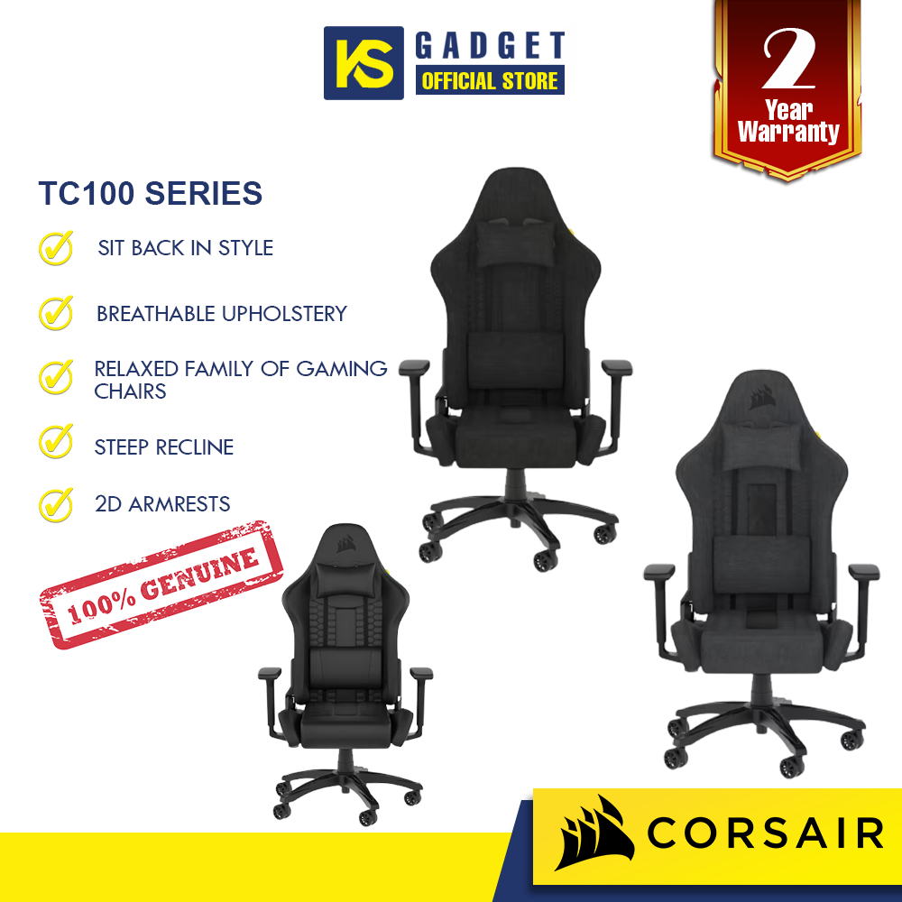 CORSAIR TC100 Relaxed Adjustable Armrest, Backrest, Height Gaming Chair ...