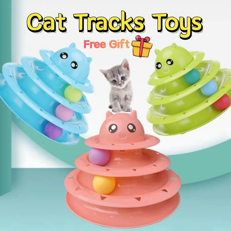 Spinning Balls Cat Toy Cat Tower Toy Ball Mainan Bola Kucing Bertingkat ...