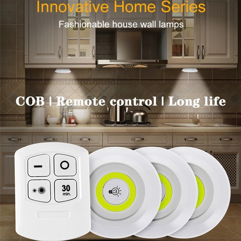 3pcs Cob Cabinet Light LED Wireless Bedroom Light Wireless Remote ...