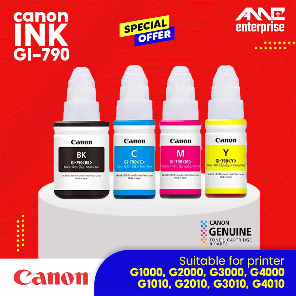 Genuine Original Ink Canon Pixma GI 790 for Printer Canon G1000/G1010 ...