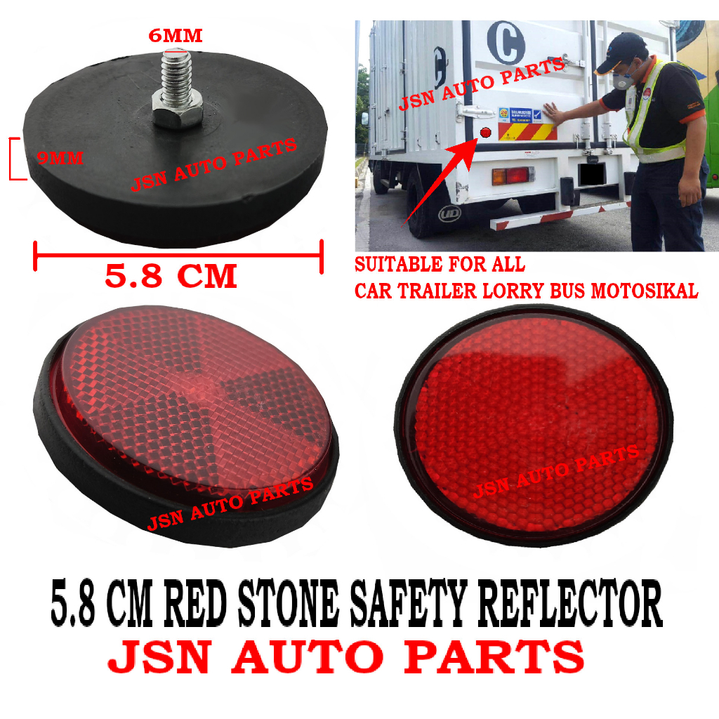 58MM ROUND RED REFLECTOR WARNING REFLECTOR FOR ALL CAR LORRY TRAILER ...