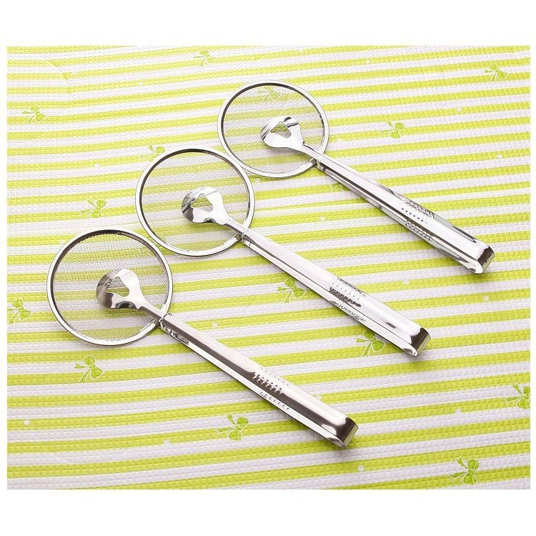 Food Stainless Steel Strainer Kitchen Filter Mesh Spoon Fried Food Oil ...