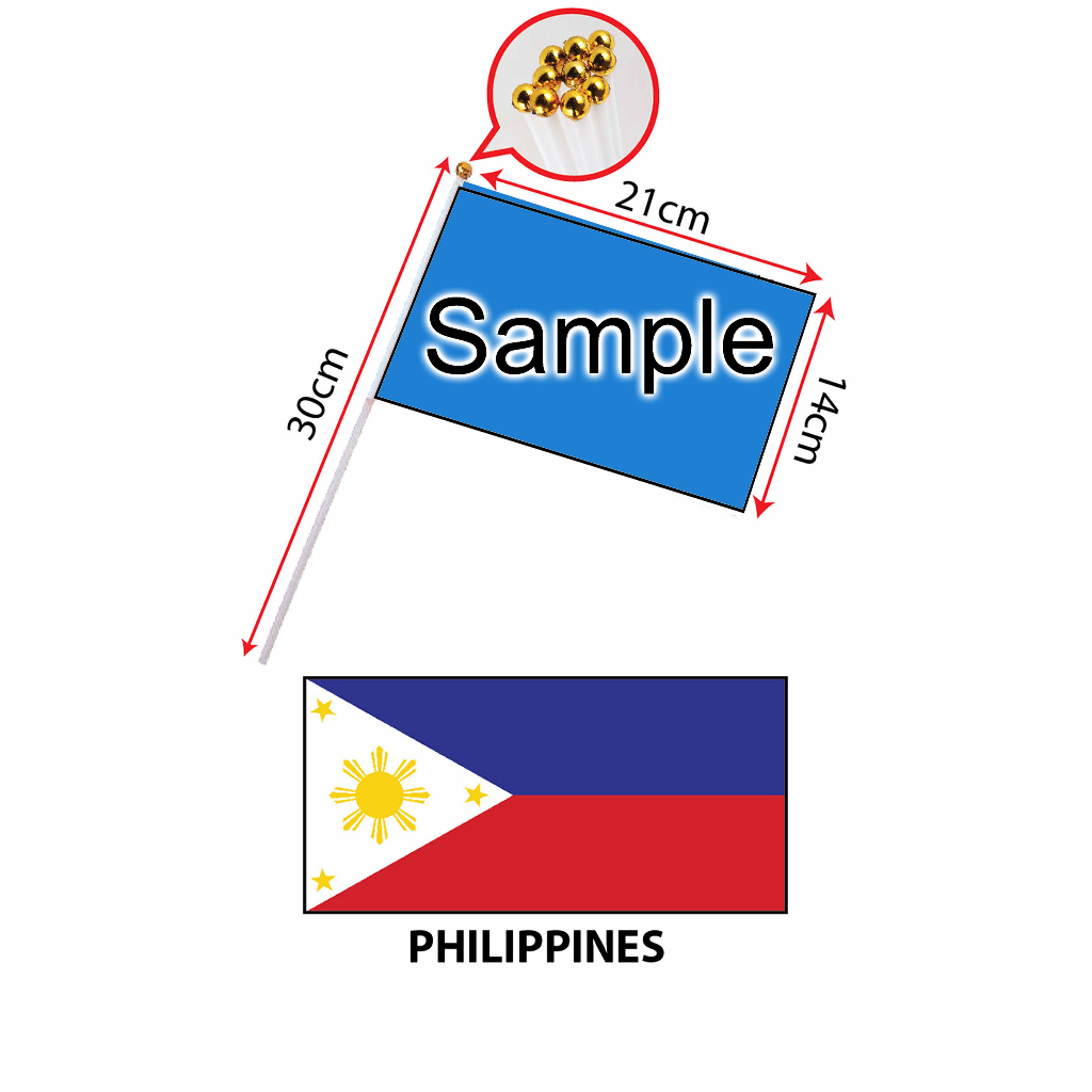 Philippines Hand Flag With Stick (14x21cm)/ Bendera Tangan Dunia ...