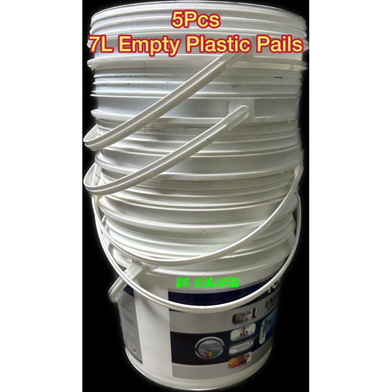 5Pcs 7L Used Recycle Empty Plastic Pails ( Clean )/ Tong Kong ( Bersih ...
