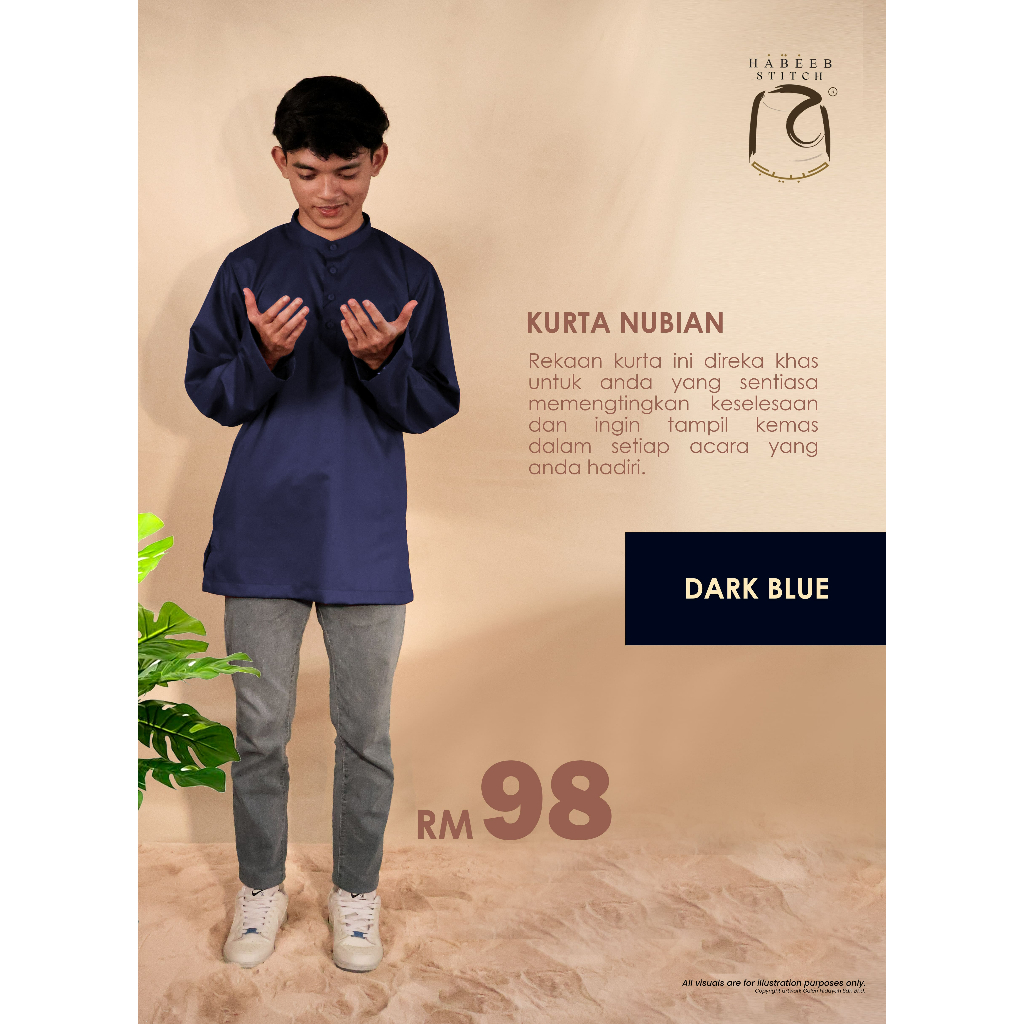 Kurta Nubian (Dark Blue) : Habeeb stitch | Shopee Malaysia
