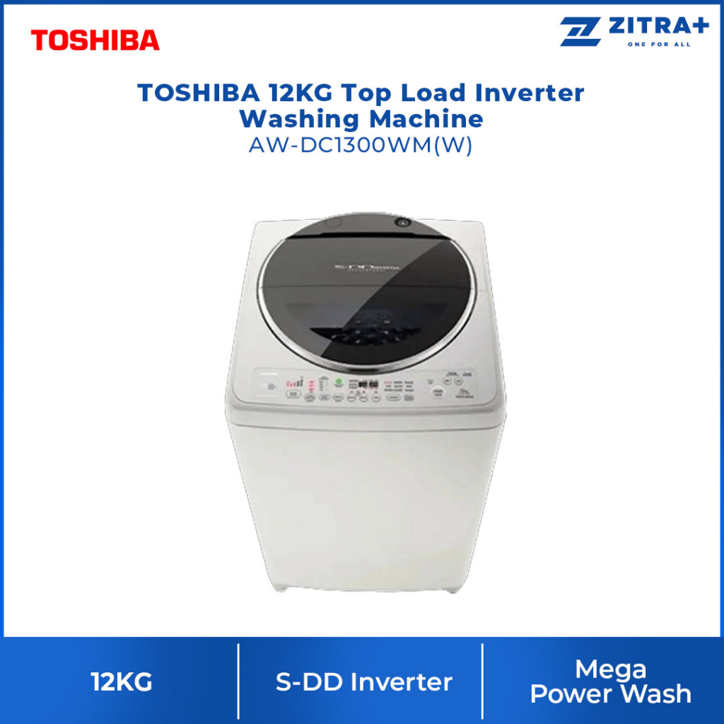 TOSHIBA 12KG Top Load Inverter Washing Machine AW-DC1300WM(W) | S-DD ...
