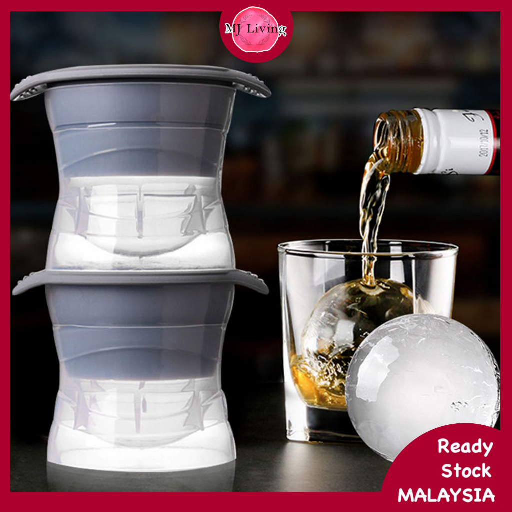 Single Silicone Round Ice Ball Mold Sphere Cold Drinks Quick Freezer ...