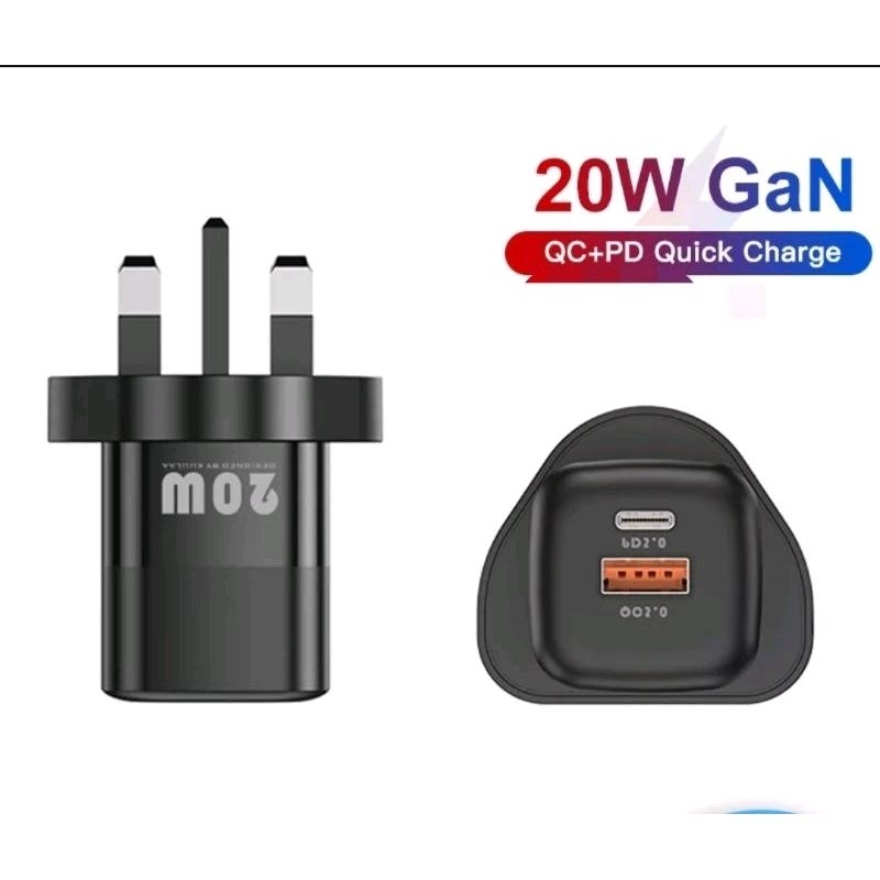 KUULAA 20W UK Fast Charging Power Adapter Wall Plug with 2 Ports for ...