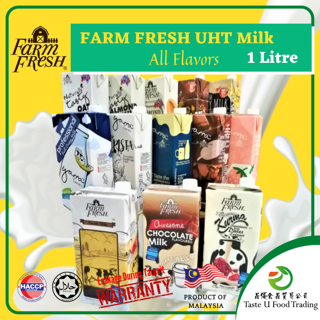 FARM FRESH UHT Fresh Milk, Chocolate, Kurma (1L) | Susu Segar, Coklat ...