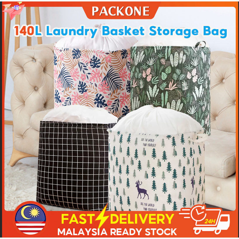PACKONE 140L Foldable Laundry Basket Bakul Baju Dustproof Extra Large ...