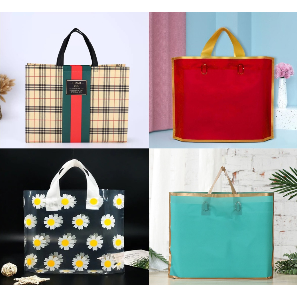 (+50pcs)Premium Goodies Bag (M size-40x35cm & 45x40cm) Shopping Plastic ...