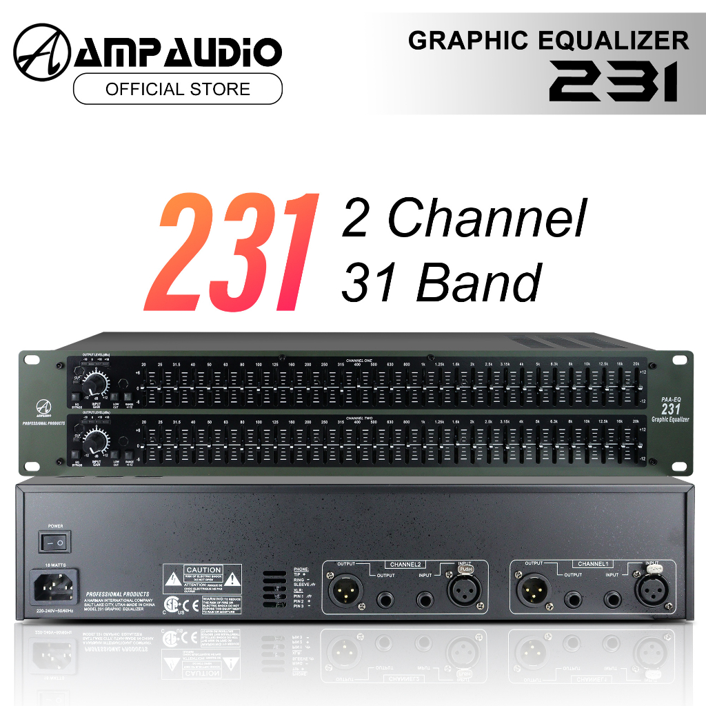 AmpAudio Graphic Equalizer 231 Dual channel 31 band 2-series | Shopee Malaysia