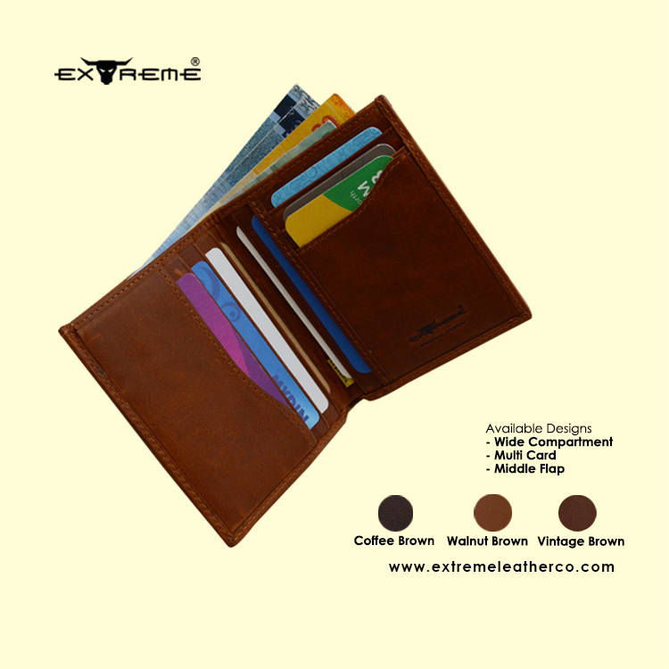 [Extreme] Genuine Leather Bi-Fold Card Holder Wallet for Men | Dompet ...