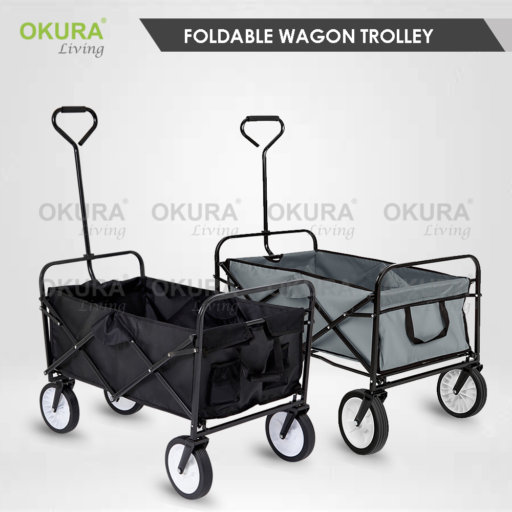 OKURA Foldable Wagon Trolley with Big Wheel Outdoor Camping Truck ...
