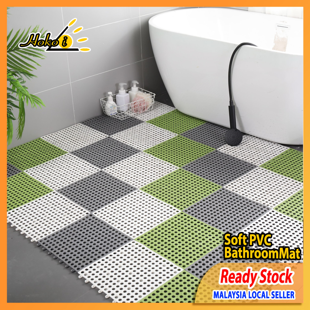 Bathroom Mat 180g Soft PVC Anti Slip Floor Mat Bathroom Non-slip Tikar ...