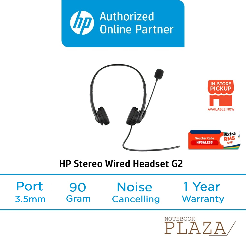 HP Stereo Wired Headset G2 with Mic/Snug and Comfortable/Control the ...