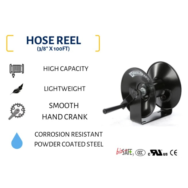 Reelcraft Lightweight Metal Hose Reel - 3/8 x 100ft. INDUSTRIAL GRADE ...