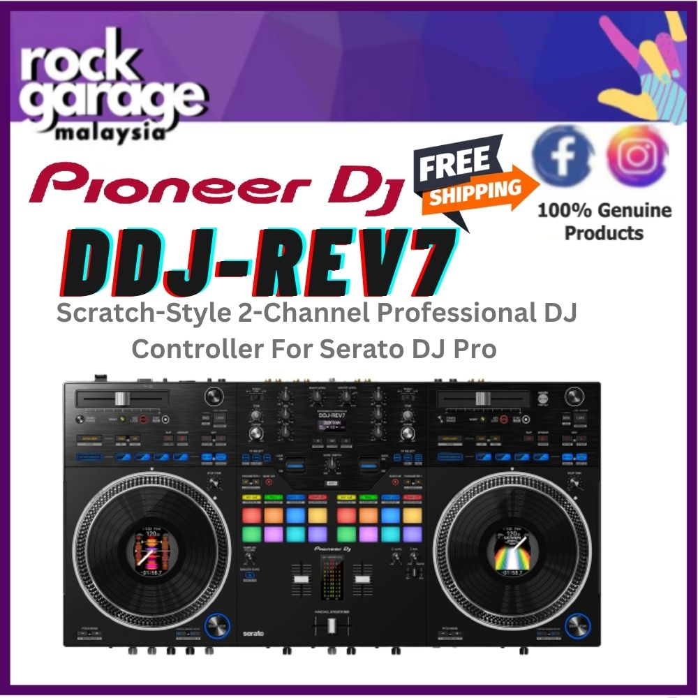 Pioneer DJ DDJ-REV7 Scratch-Style 2-Channel Professional DJ Controller For Serato DJ Pro ...