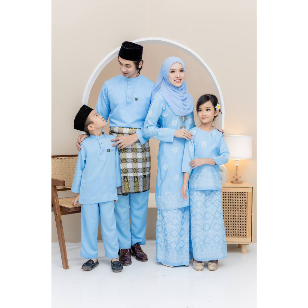 BAJU RAYA MODEN SET FAMILY SONGKET TABUR EXCLUSIVE ( BABY BLUE ...
