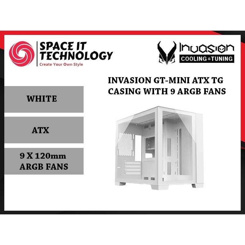 Invasion GT-MINI Matx Casing With 9 ARGB Fans Black / White | Shopee ...